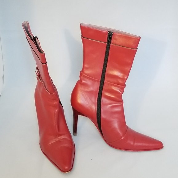 N.Y.L.A. | Shoes | Nyla Red Leather Boots | Poshmark